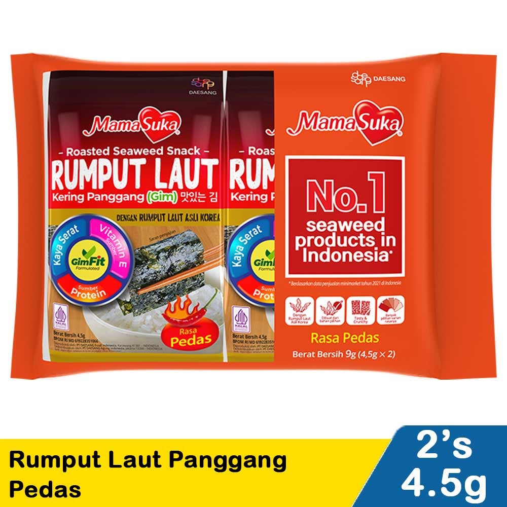 Jual MAMASUKA RUMPUT LAUT PANGGANG (NORI) PEDAS 2x4.5g | Shopee Indonesia