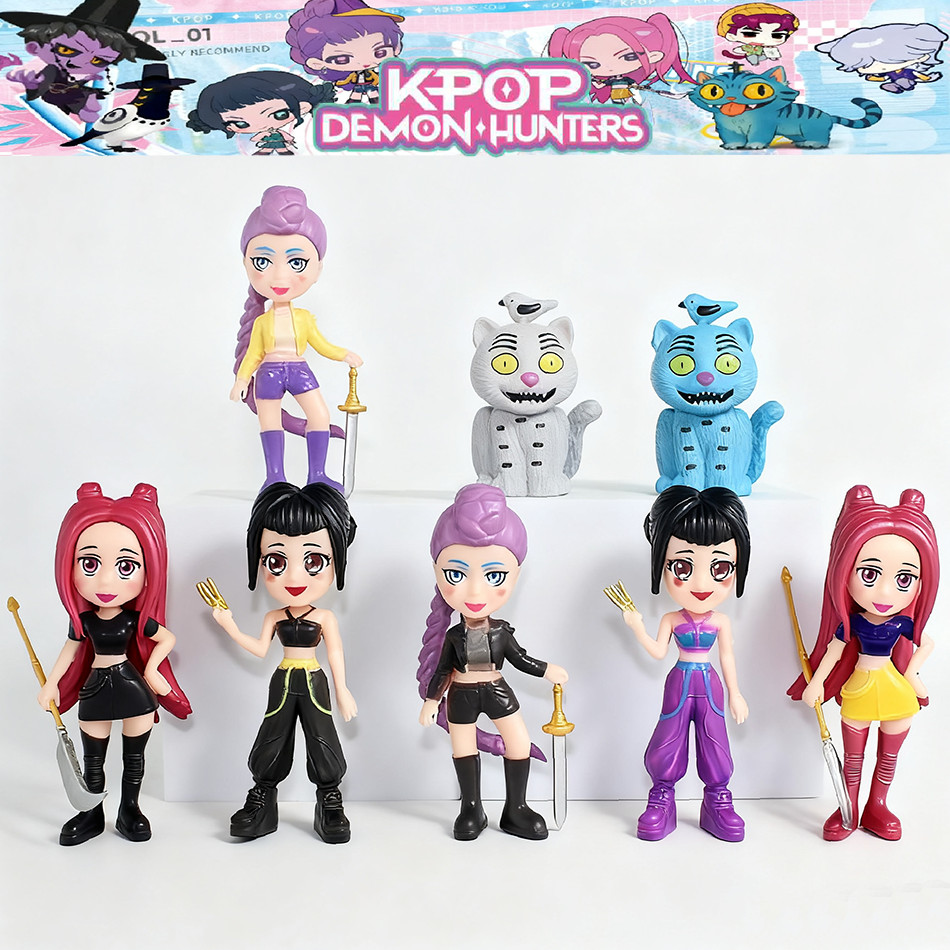 Jual 8pcs/Set Kpop Demon Hunters Action Figure Toy Derpys Tiger Rumi Mira Zoey Sussy Figurine ...