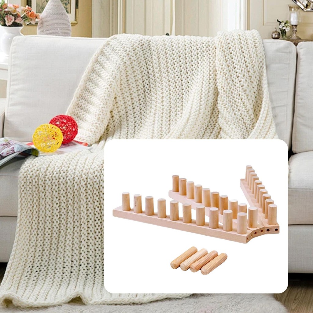 Jual Wooden Loom Frame for DIY Throw BlanketsSturdy for Chunky Blankets ...