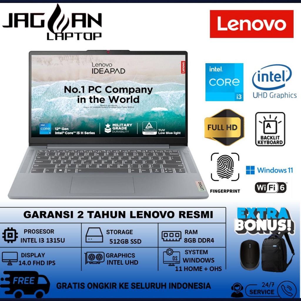 Jual Laptop lenovo ideapad slim 3i 1315u 8GB 512GB 14.0 Full hd ...