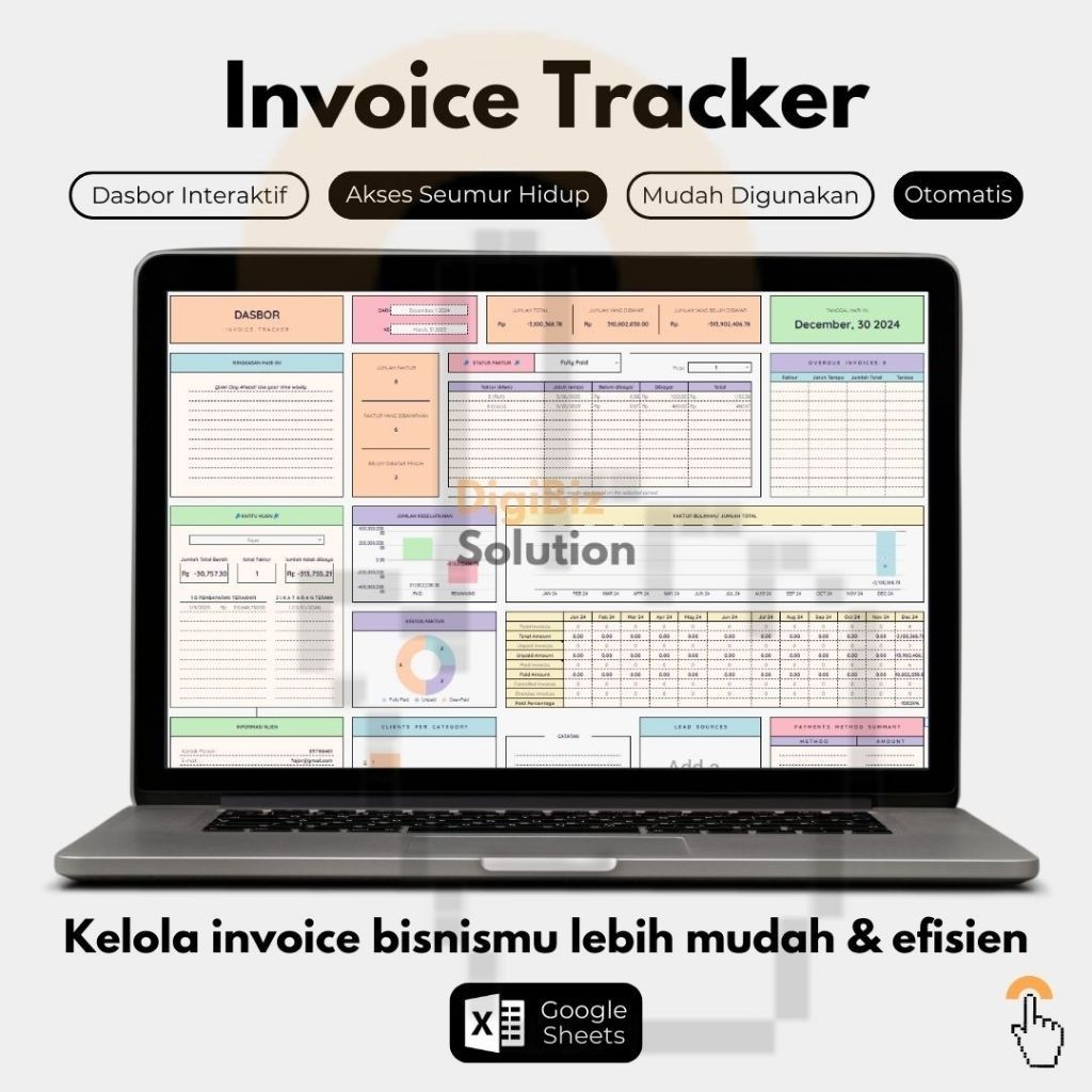 Jual [T031] Invoice Tracker Template Dashboard Google Sheet Spreadsheet ...