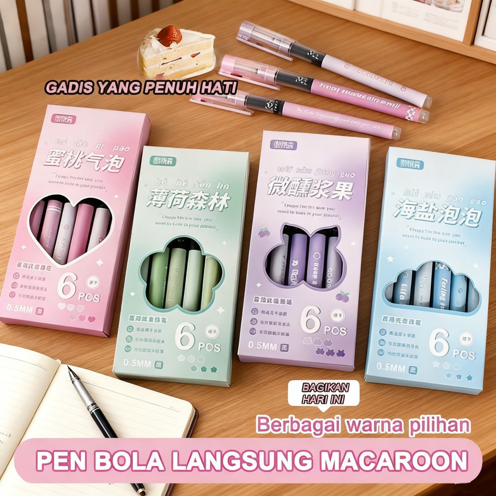 Jual 6 Pcs Kotak Macaron Warna Straight Liquid Pen High Value Color ...