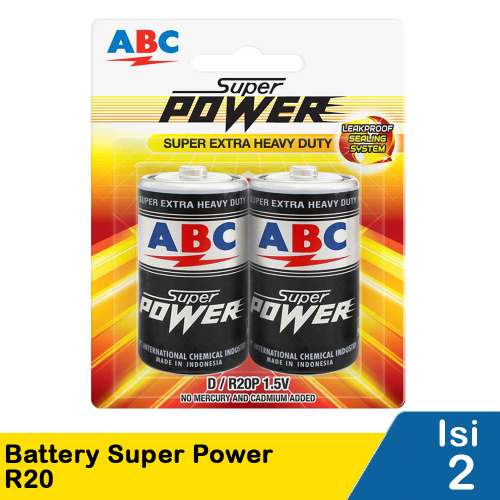 Jual ABC BATTERY SUPER POWER UM-1/R20 2'S | Shopee Indonesia