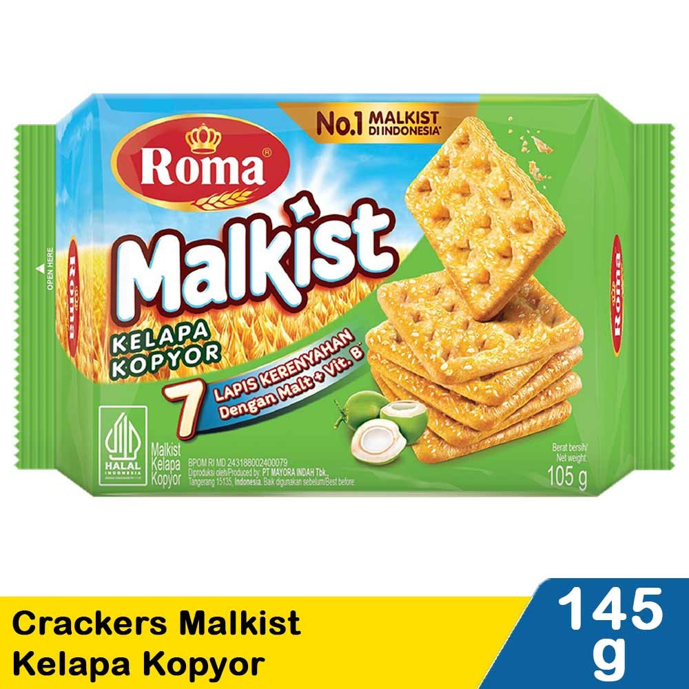 Jual ROMA CRACKERS MALKIST KELAPA KOPYOR 105g | Shopee Indonesia
