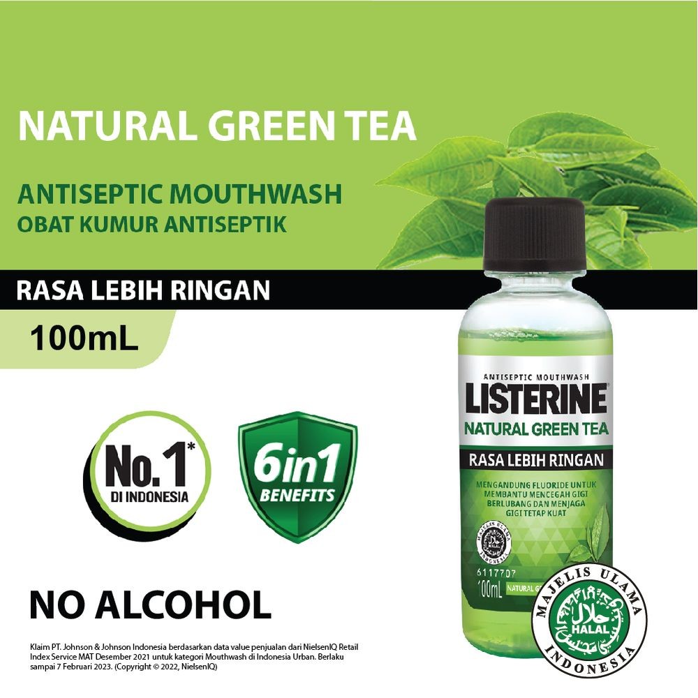 Jual LISTERINE MOUTHWASH ANTISEPTIC NATURAL GREEN TEA 100mL | Shopee ...