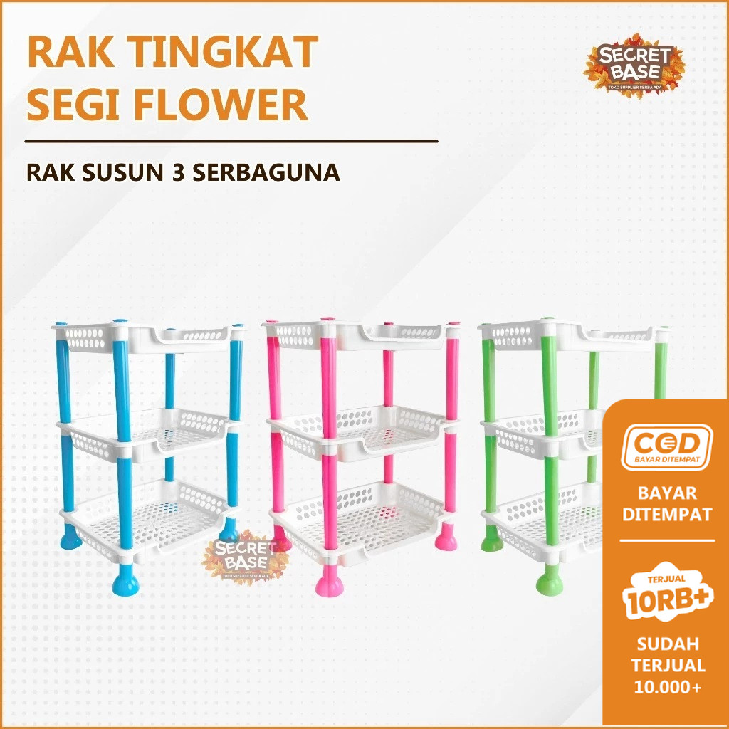 Jual RAK TINGKAT SEGI FLOWER 3 SUSUN - Rak Mini / Rak Bumbu / Rak ...