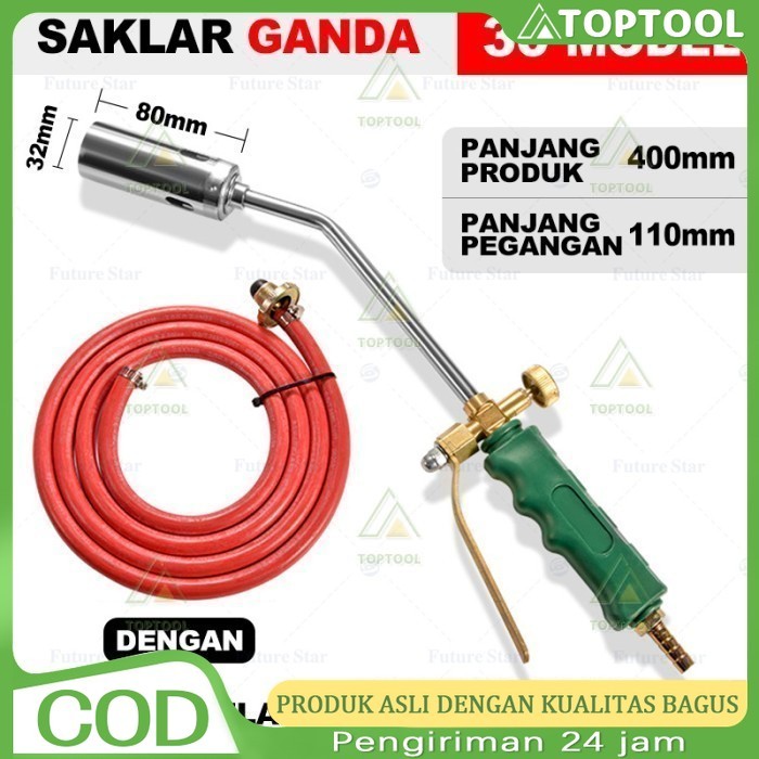 Jual Alat Bakar Heating Torch Gas Double Dengan 1.2m Selang LPG ...