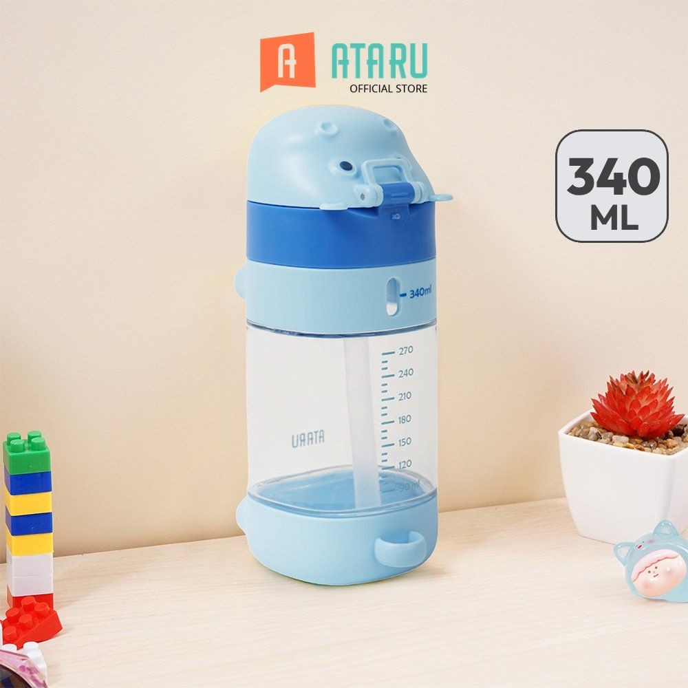 Jual Ataru Botol Minum Anak Tritan Dengan Strap Hippo 340 ml - Biru ...