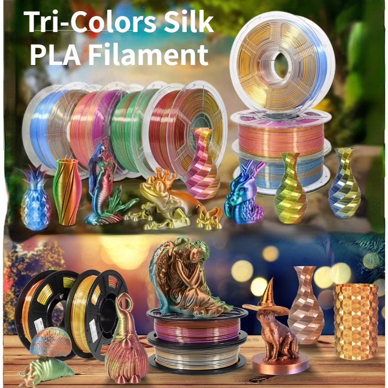 Jual PLA Filament 1.75mm,Tri-Colors Silk 3D Printer Filament Tri-Color ...
