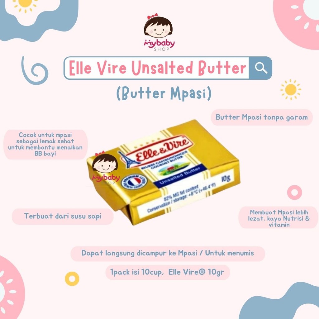 Jual Elle & Vire Unsalted Butter 10gr - BUTTER MPASI - BUTTER ELLE VIRE ...