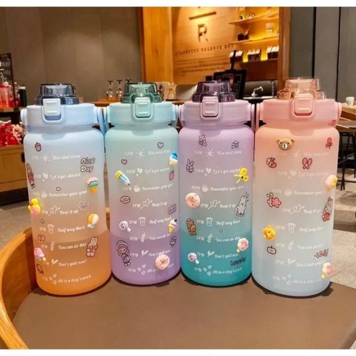 Jual Botol minum korea viral tiktok rainbow 2LITER bisa cod | Shopee ...