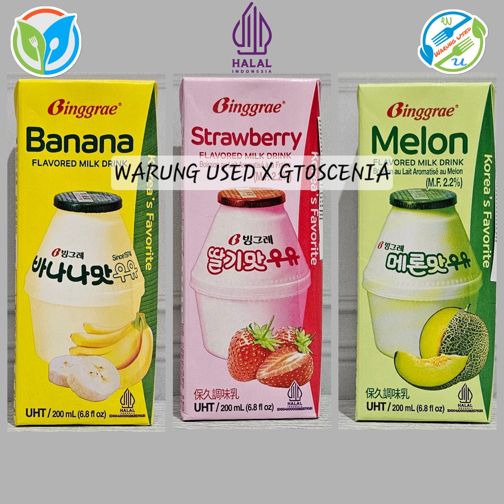 Jual Binggrae Korea Milk Drink 200ml Banana | Melon | Strawberry ...