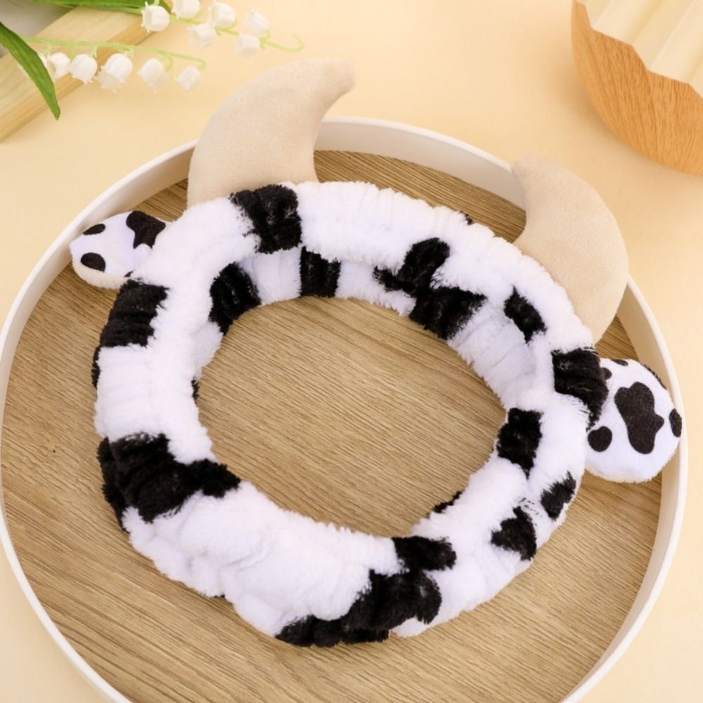 Jual Cute Soft Cow Headbands Fluffy makeup Washing Face HeadBand Spa ...