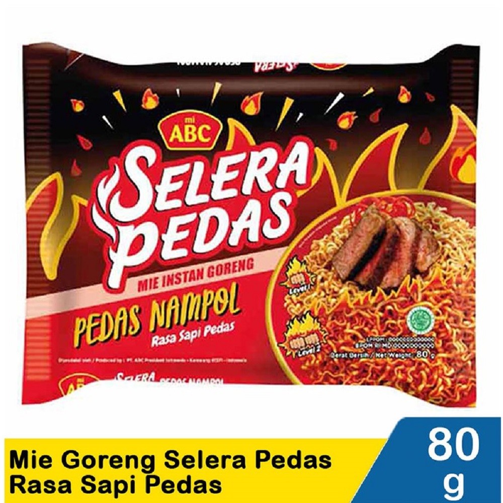 Jual ABC MIE GORENG SELERA PEDAS NAMPOL SAPI PEDAS 80g | Shopee Indonesia