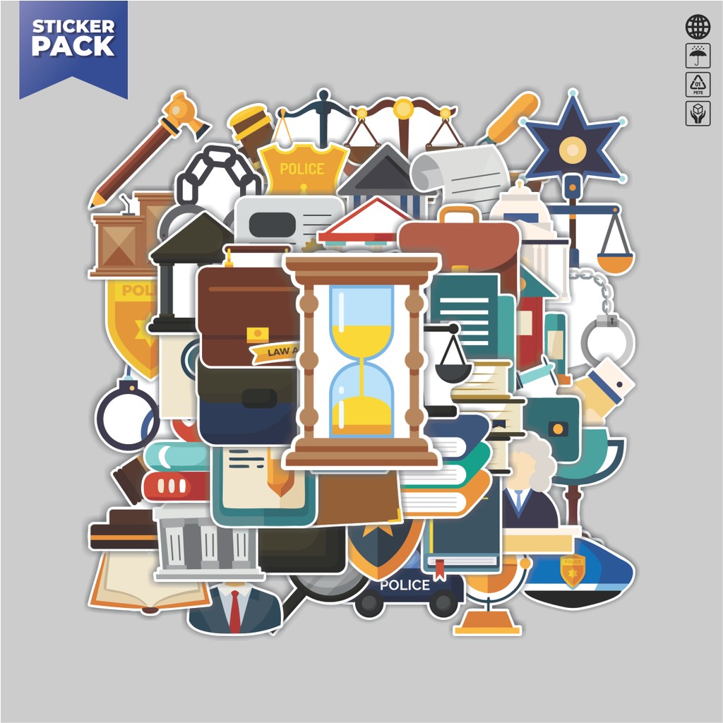 Jual [100PCS]Stiker Pack Law and Justice Icon Aesthetic Vinyl Anti Air ...
