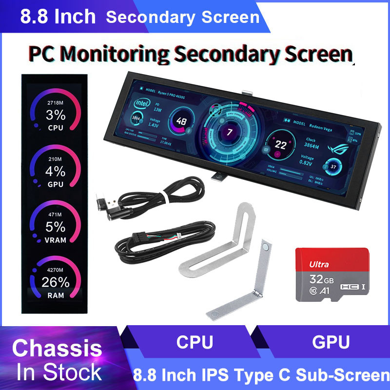 Jual 8.8 In IPS Secondary Screen Type C splay Case CPU GPU RAM Computer ...