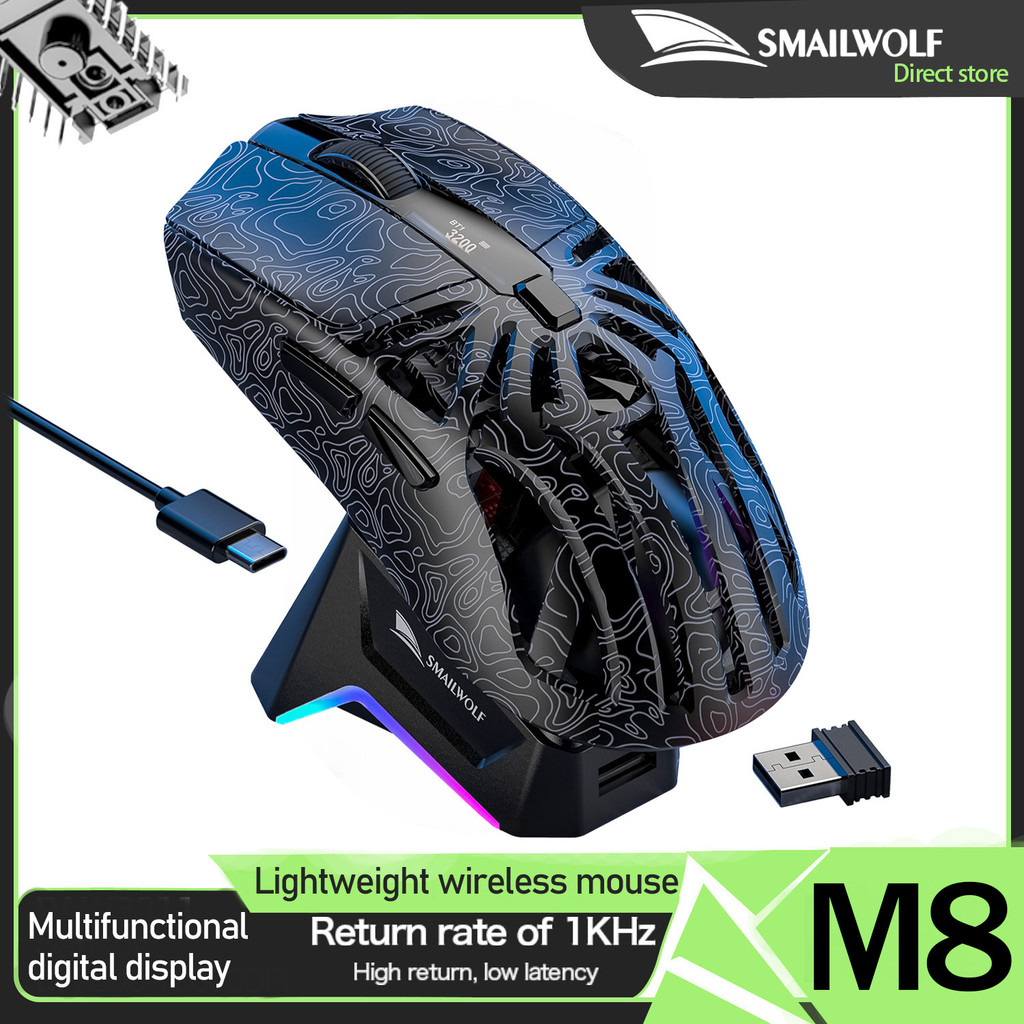 Jual SMAILWOLF M8 wireless Bluetooth three-mode mouse lightweight e ...