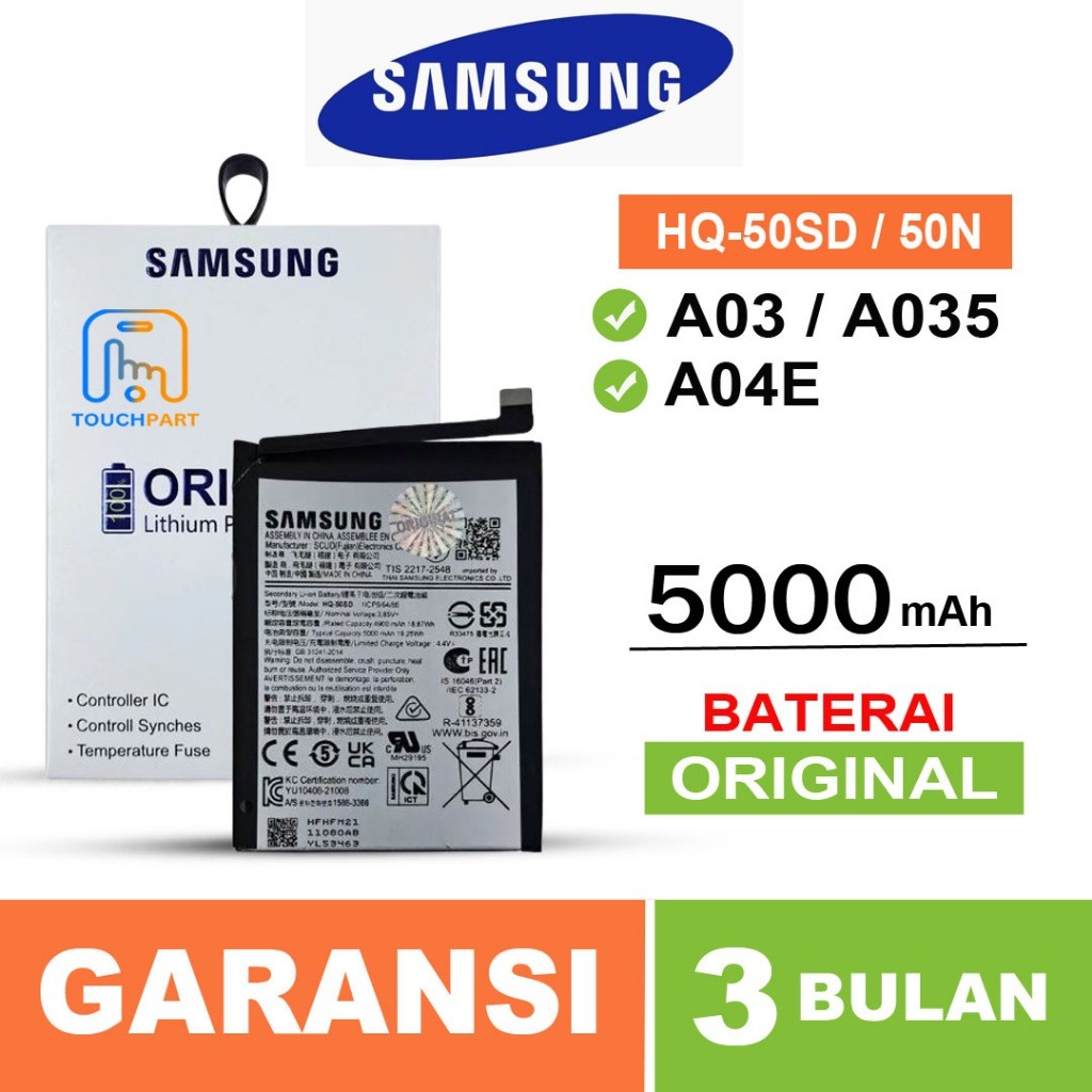 Jual BATERAI BATRE SAMSUNG A03 / A035 / A04E / HQ-50SD HQ-50N ORIGINAL ...