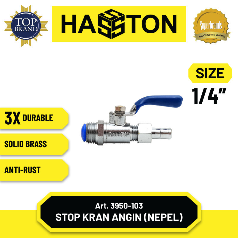 Jual Stop Kran Angin Kompresor Chrome Air Cock Valve Nepel 1/4" Hasston ...