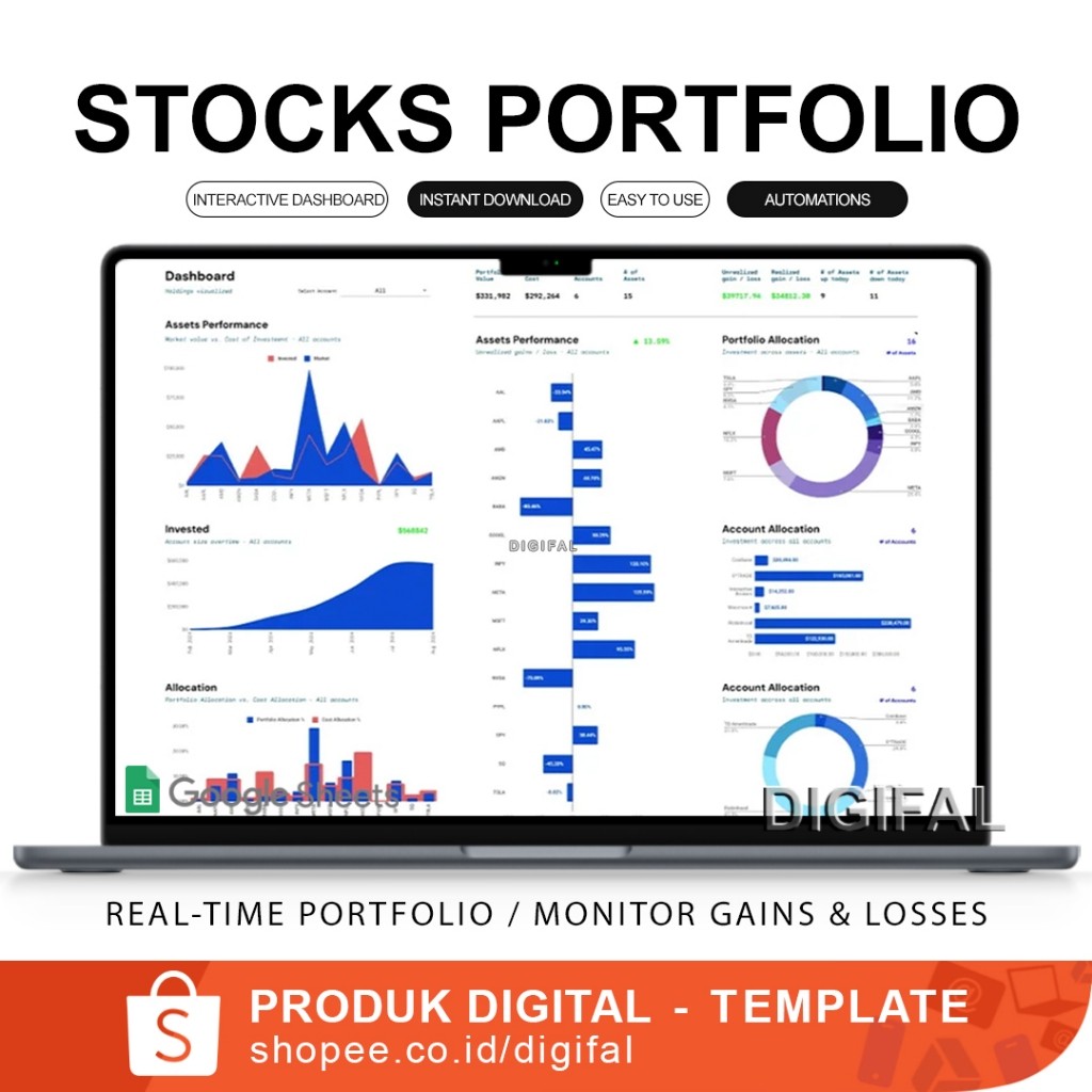 Jual Stocks Portfolio, GoogIe Sheets, Easy Stocks Tracker, Stock ...