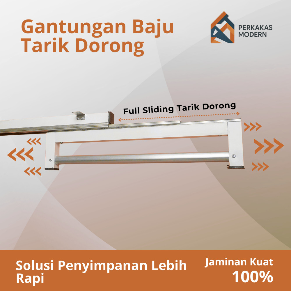 Jual GantunPro 40 – Rel Hanger Baju Sliding Tarik 6 Kait Handmade ...