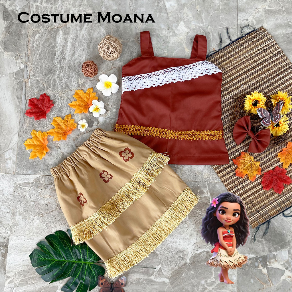Jual Azzafran- Kostum Disney serial Moana Dress Cosplay Karakter Kartun ...