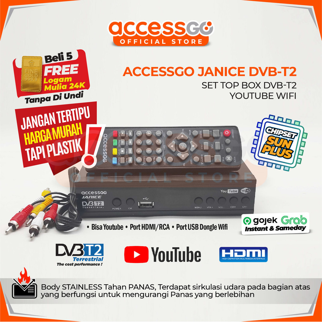Jual Set Top Box STB DVB-T2 Wifi AccessGo Body Full Metal free Logam ...