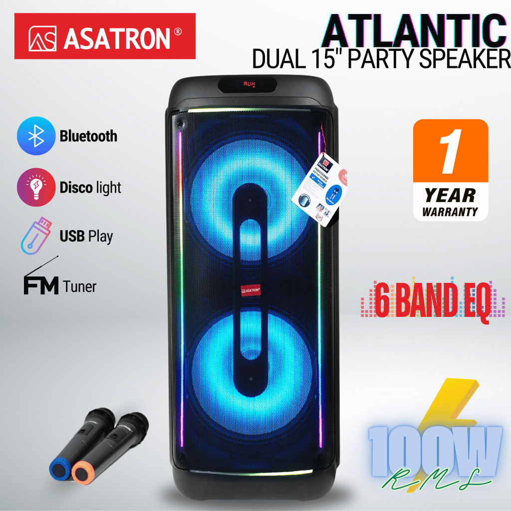 Jual Asatron Atlantic Dual 15 Inch Bluetooth Party Speaker with 2 ...