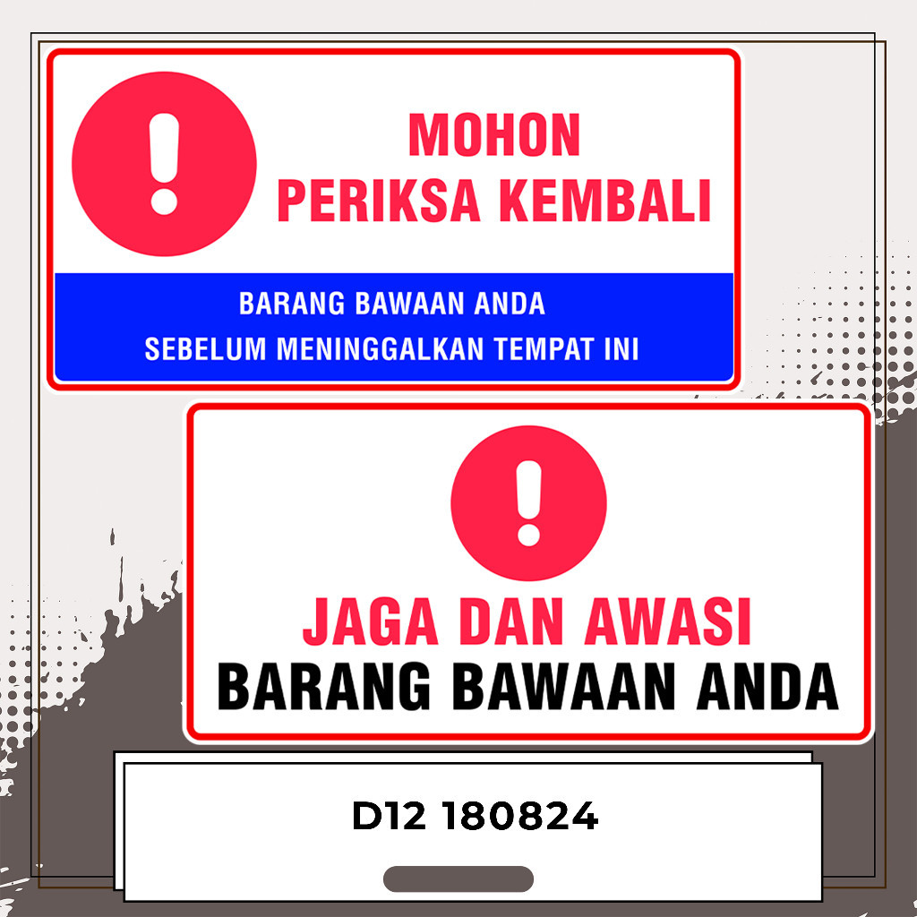 Jual Stiker Awasi Barang | Periksa Kembali Barang Bahan Vnyil Anti Air ...