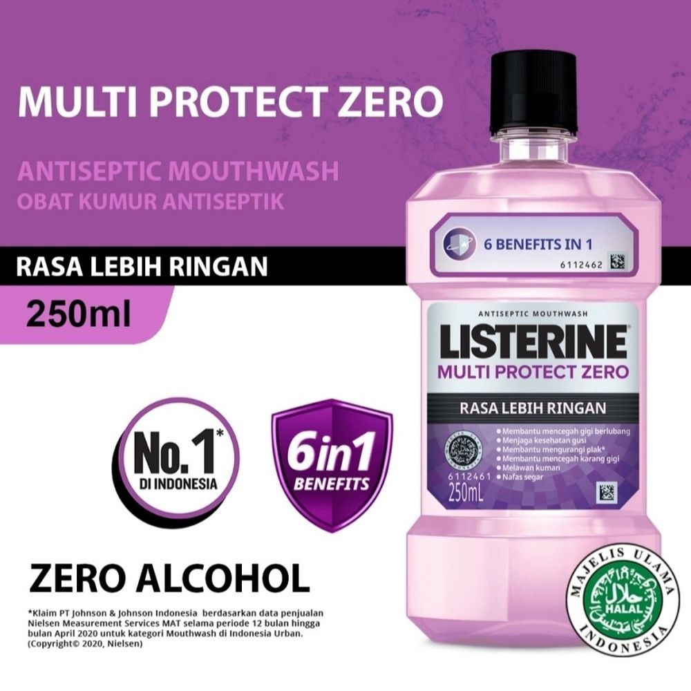 Jual LISTERINE MOUTHWASH ANTISEPTIC MULTI/P ZERO 250mL | Shopee Indonesia