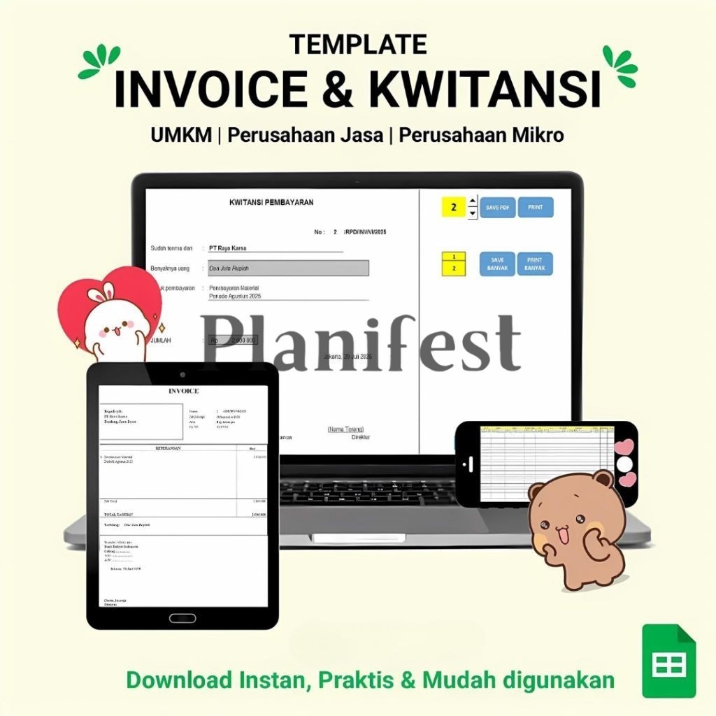Jual Template Invoice & Kwitansi Otomatis Excel | Profesional untuk ...
