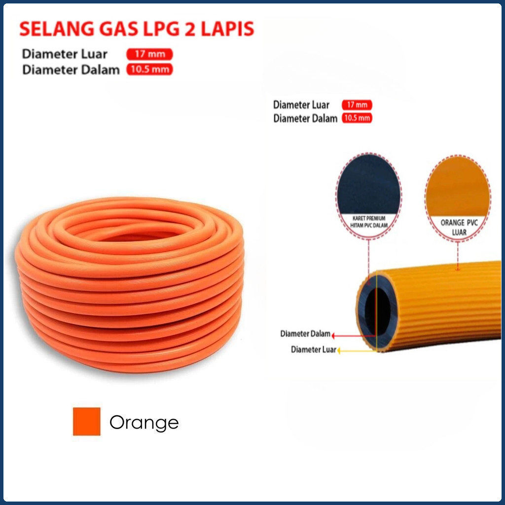 Jual SELANG KOMPOR GAS ORANGE untuk Regulator tekanan tinggi dan rendah ...