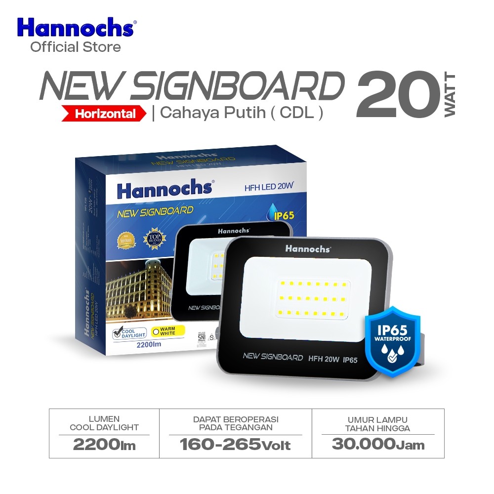 Jual Hannochs Lampu Sorot LED Flood Light New Signboard HFH 20W Cahaya ...