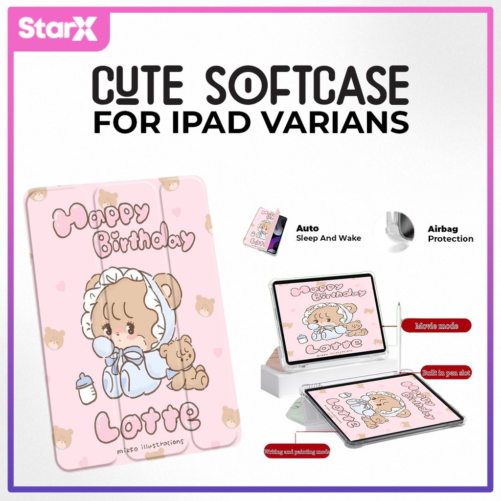 Jual Cute Soft Case Lucu Trifold for iPad Gen10/Gen11 Air4/5/6 Air1/2 ...
