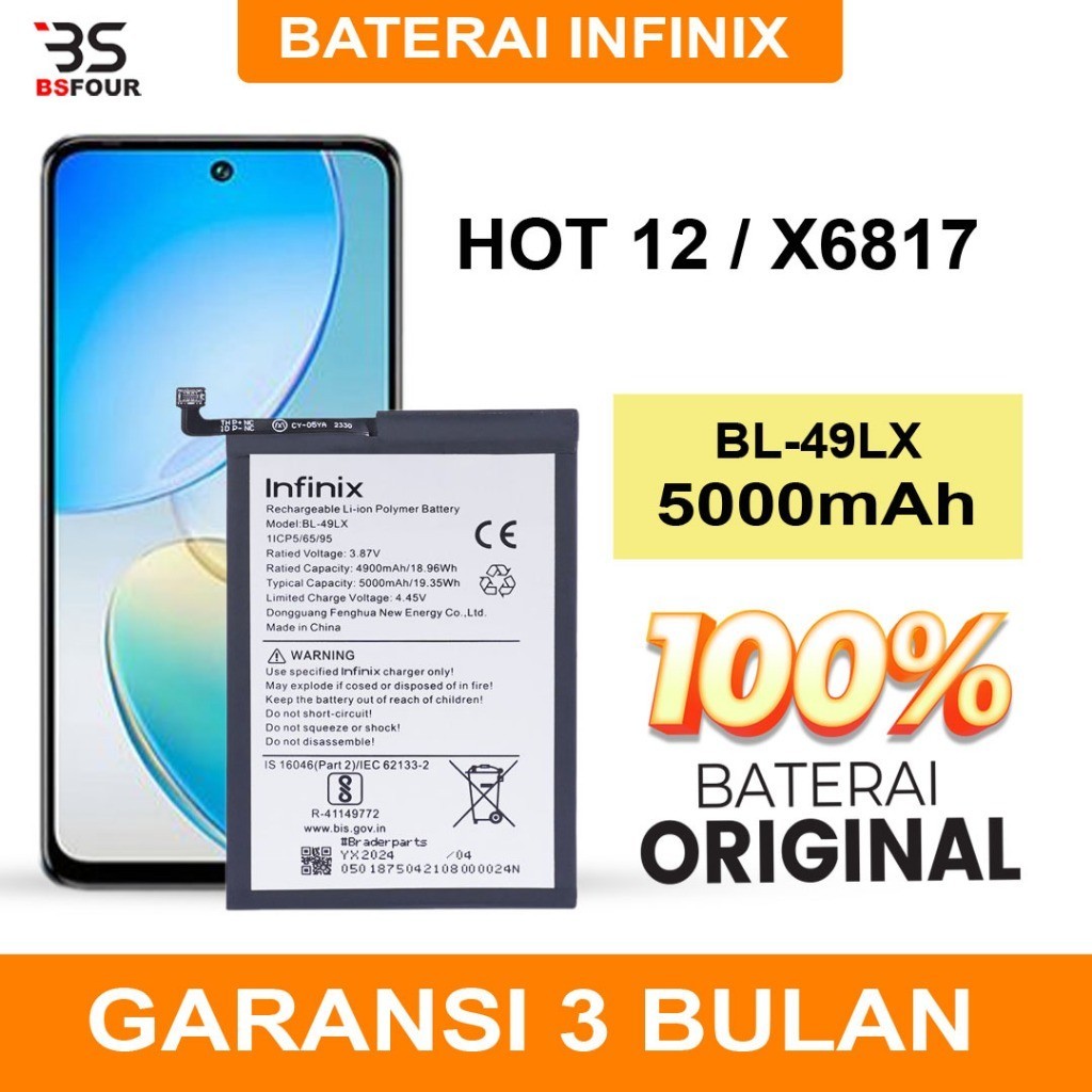 Jual BATERAI BATRE INFINIX HOT 12 / X6817 / BL-49LX ORIGINAL | Shopee ...