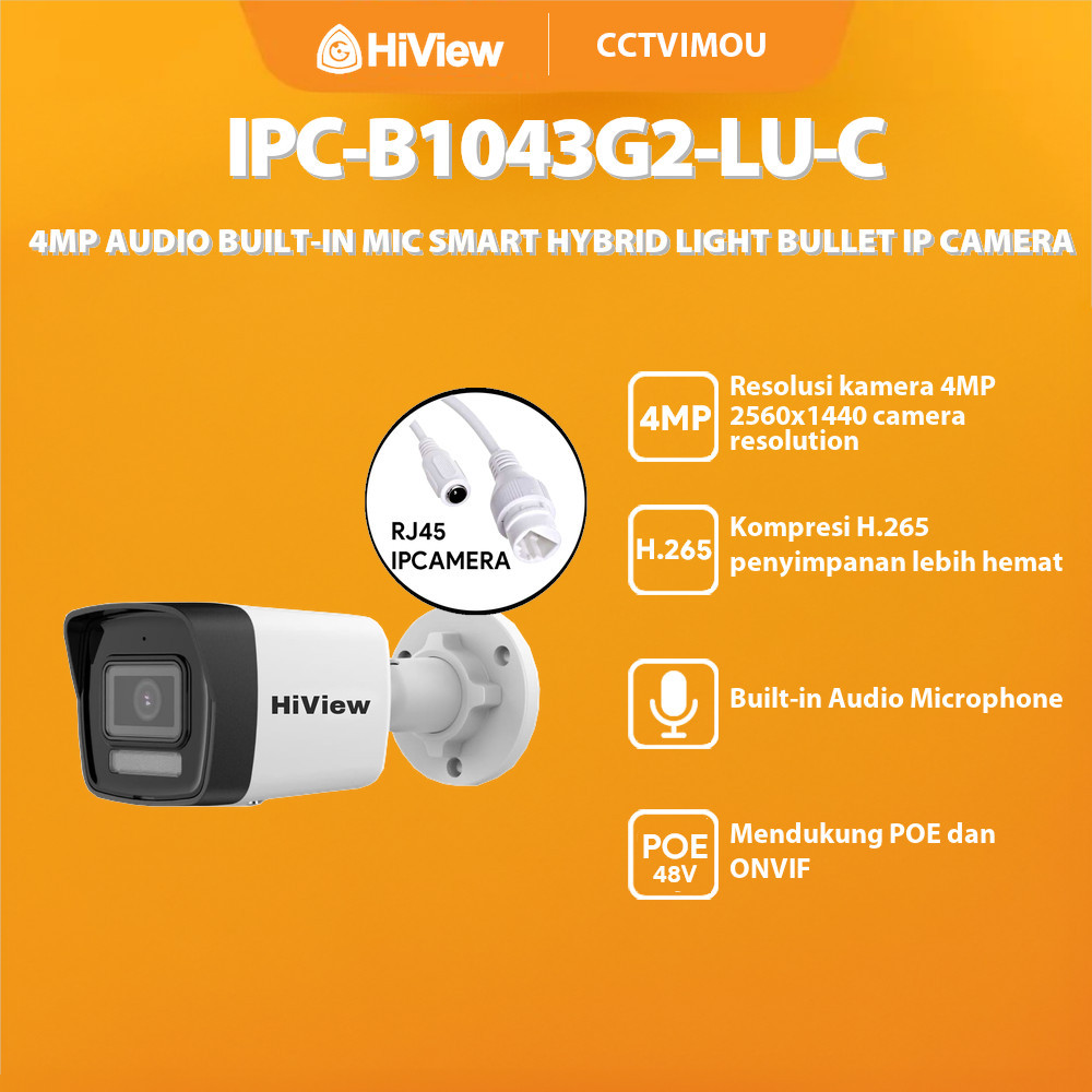 Jual CCTV Hiview IPCam H-Series Outdoor - IPC-B1043G2-LU-C 4MP AUDIO ...