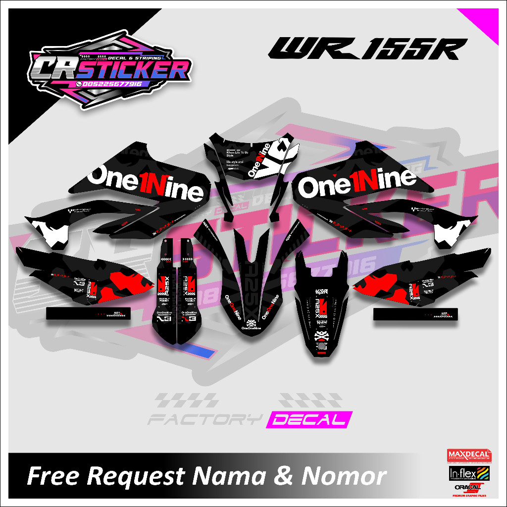 Jual DECAL WR 155 SUPERMOTO FULL BODY HITAM SUPER GLOSSY DOFF DESAIN ...