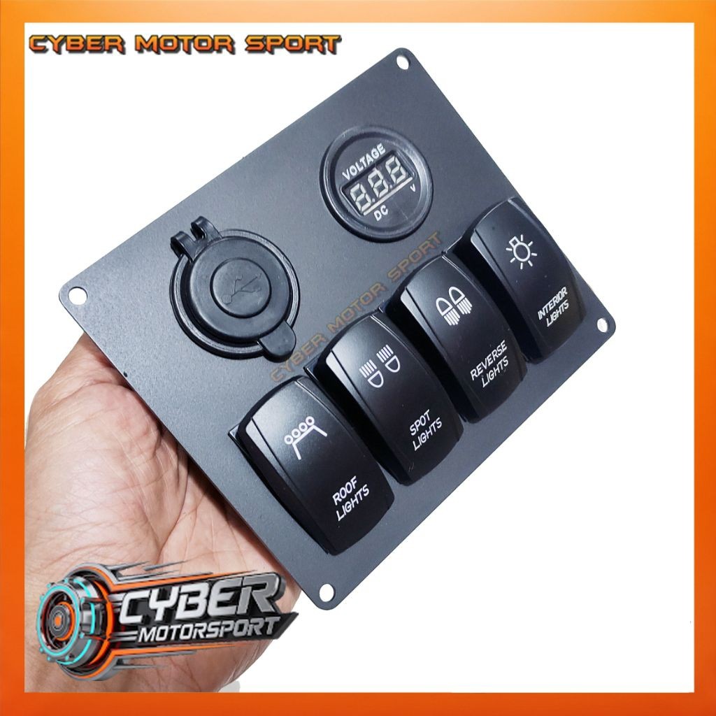Jual dashboard panel mobil instrument 4 saklar volt meter dc socket 12 ...