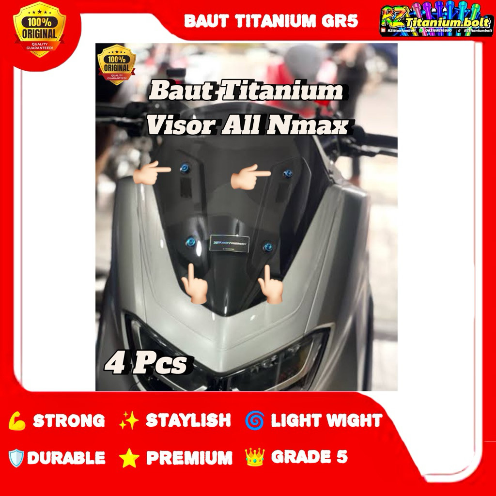 Jual Baut Titanium Baut Visor Nmax Old Nmax New Aerox Old Aerox New ...