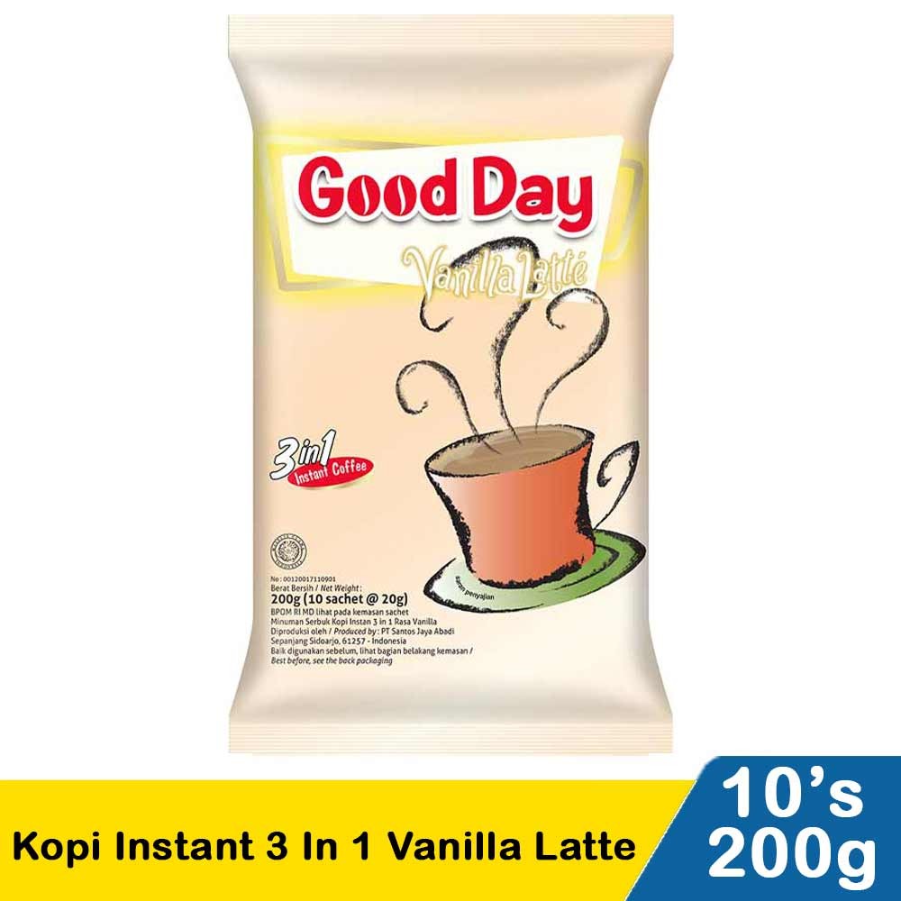 Jual GOOD DAY KOPI INSTANT 3 IN 1 VANILLA LATTE 10x20g | Shopee Indonesia
