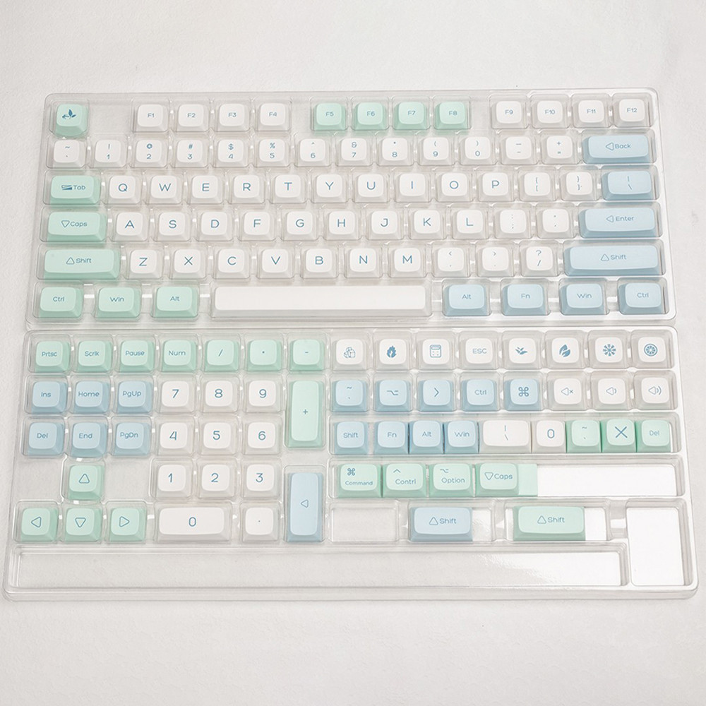 Jual 135 keys Ice Crystal Mint Keycaps Profile XDA PBT Dye-Sub Key Cap ...