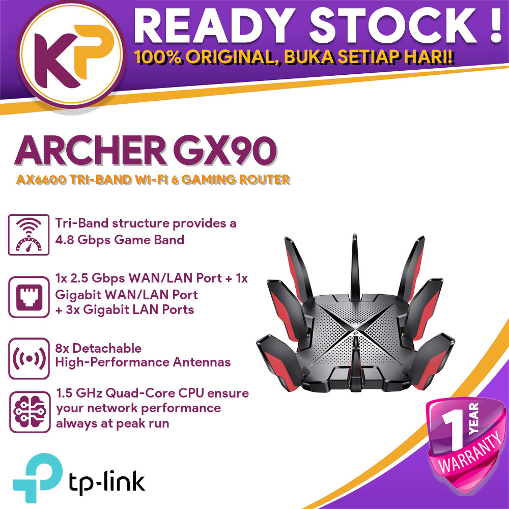 Jual TP-LINK ARCHER GX90 AX6600 TRI-BAND WI-FI 6 GAMING ROUTER | Shopee ...