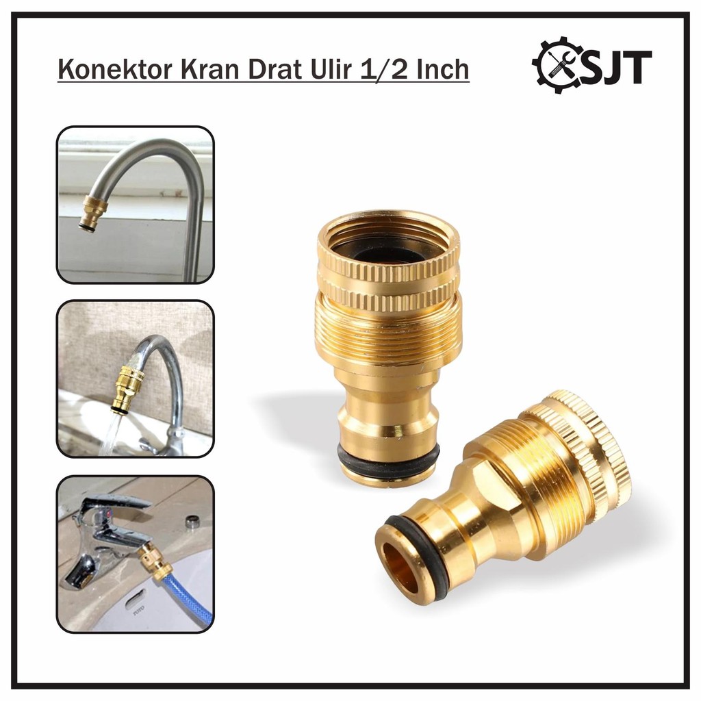 Jual SJT - Konektor Kran Drat Ulir 1/2 Inch Universal Adaptor Kran ...