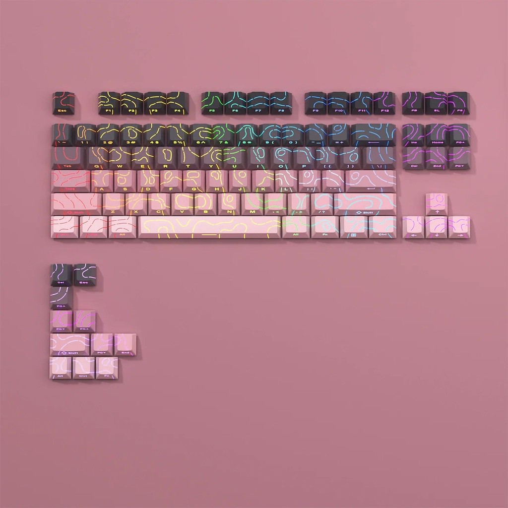 Jual New Topographic Keycaps 4.0 Version Shine Through 98 Key PBT erry ...