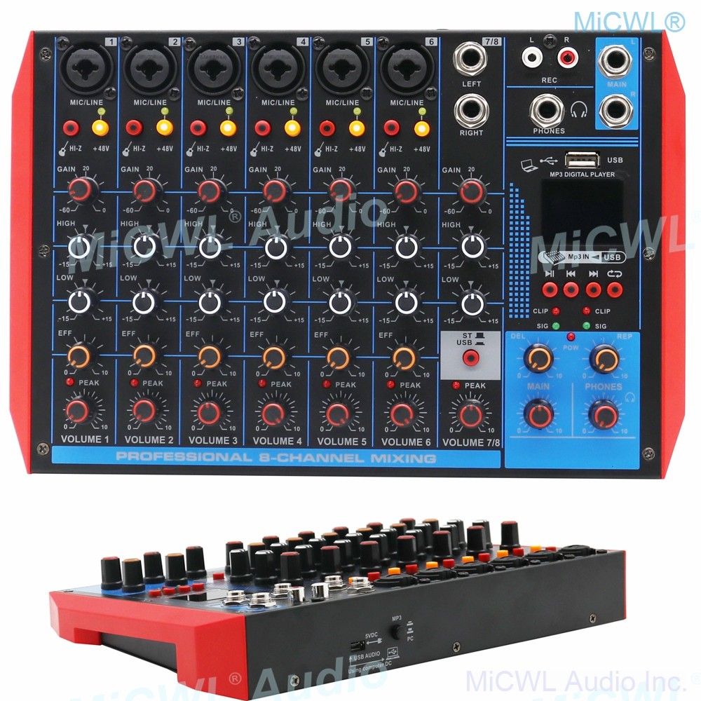 Jual Pro 8 Microphones Channel USB Sound Card Mixer Bluetooth PC Laptop ...