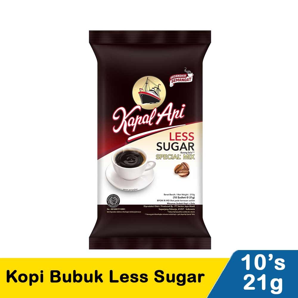 Jual KAPAL API KOPI BUBUK LESS SUGAR SPECIAL MIX 10x21g | Shopee Indonesia