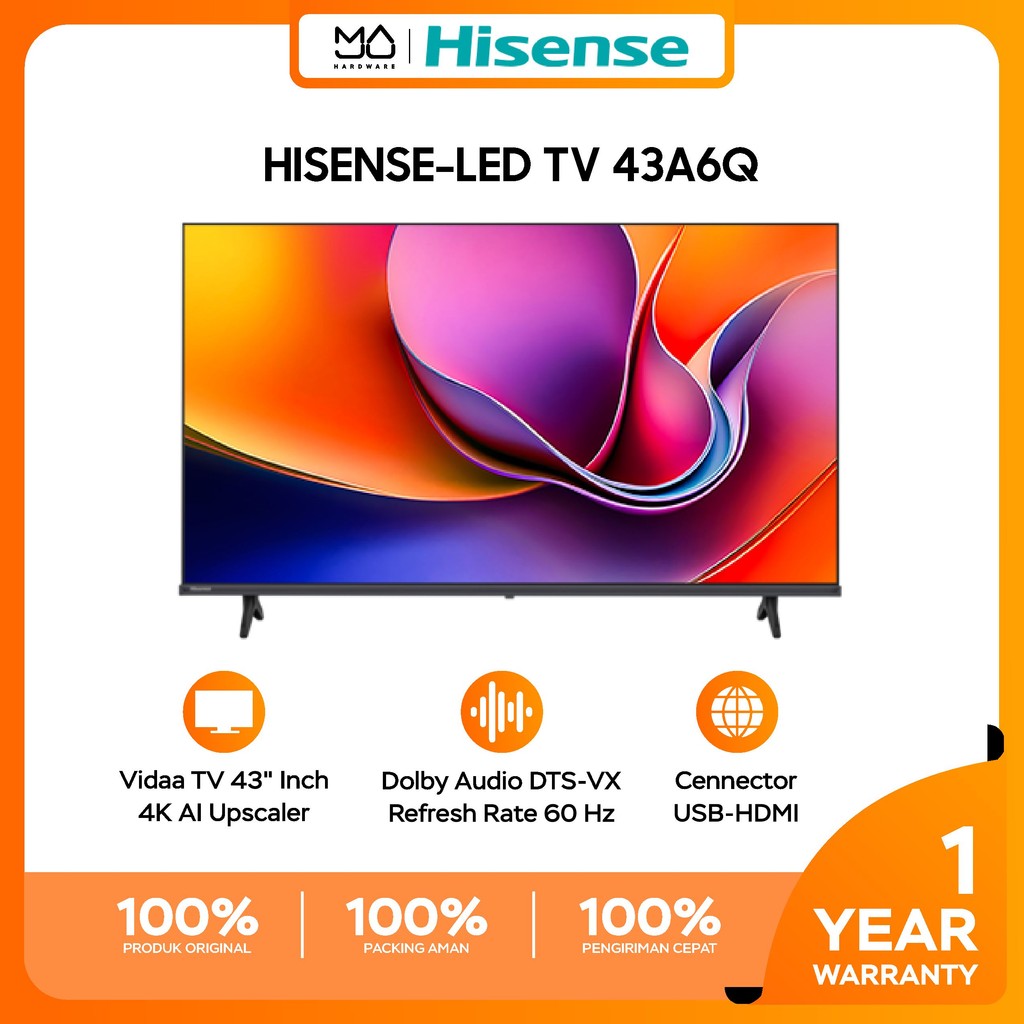 Jual Hisense TV 43A6Q Vidaa Smart TV 4K AI Upscaler - Dolby Audio DTS ...