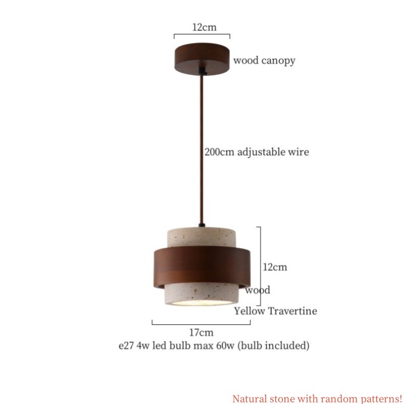 Jual Cuboid Stone LED Pendant Lights Bedside Living Room House Wood ...