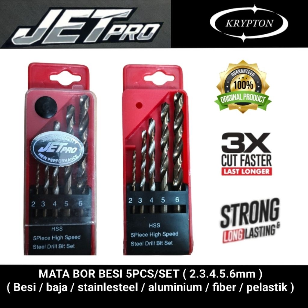 Jual JETPRO Mata bor besi 5PCS/SET ( Besi / Baja / Stainlesteel / Fiber ...