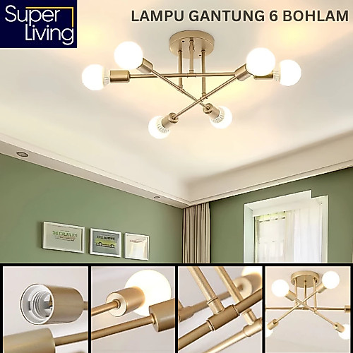 Jual Lampu Gantung 6 Bohlam Lampu Aesthetic HIasan Ruangan Unik ...